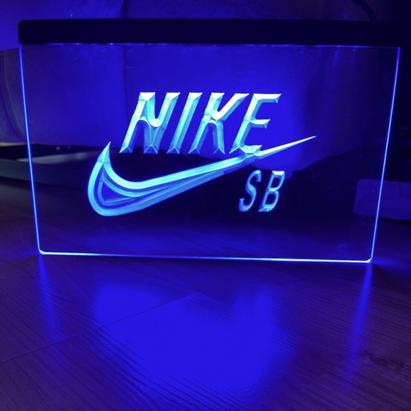 Other | Nike Sb Led Neon Blue Light Sign 8x12 | Poshmark